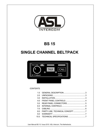 ASL Intercom BS15 | PDF