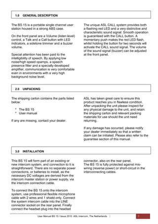 ASL Intercom BS15 | PDF
