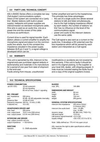 ASL Intercom BS 15 | PDF