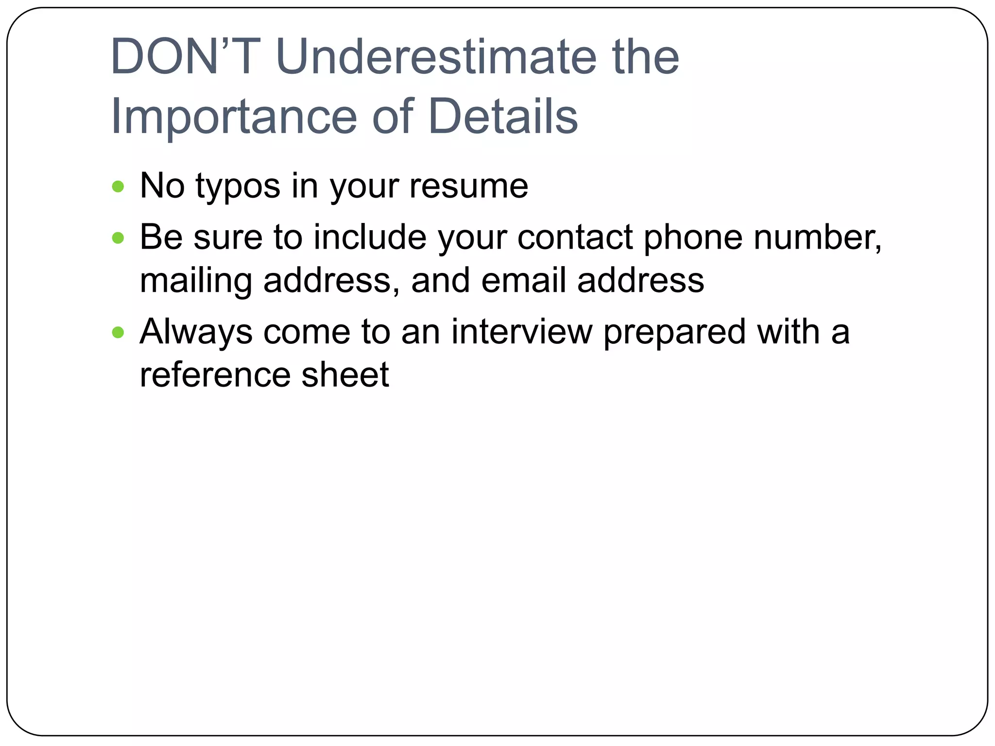 Bs 150 Resume Dos And Donts | PPT