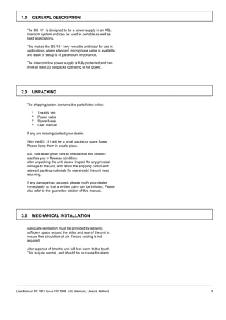 ASL Intercom BS181 | PDF