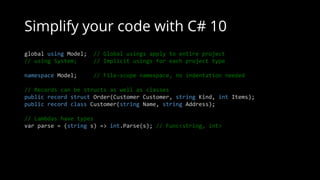 【BS1】What’s new in visual studio 2022 and c# 10 | PPT