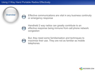 Bs25999.Com Using Hand Held 2 Way Radios | PPT