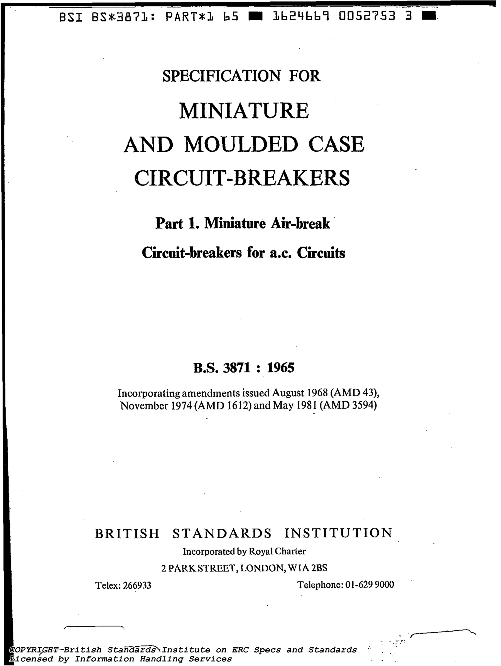 Bs 3871 mcb and mccb in ac circuits | PDF