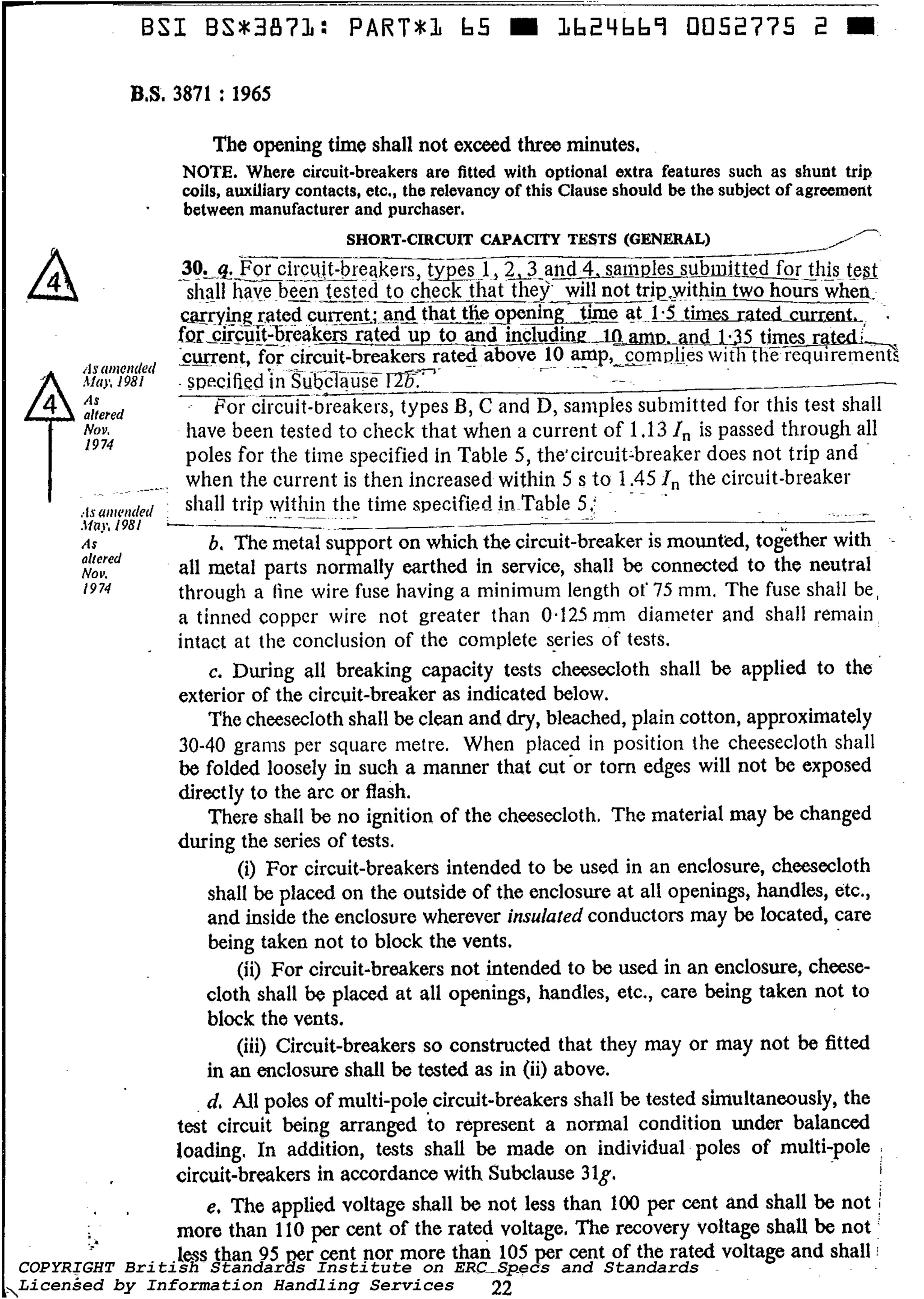 Bs 3871 mcb and mccb in ac circuits | PDF