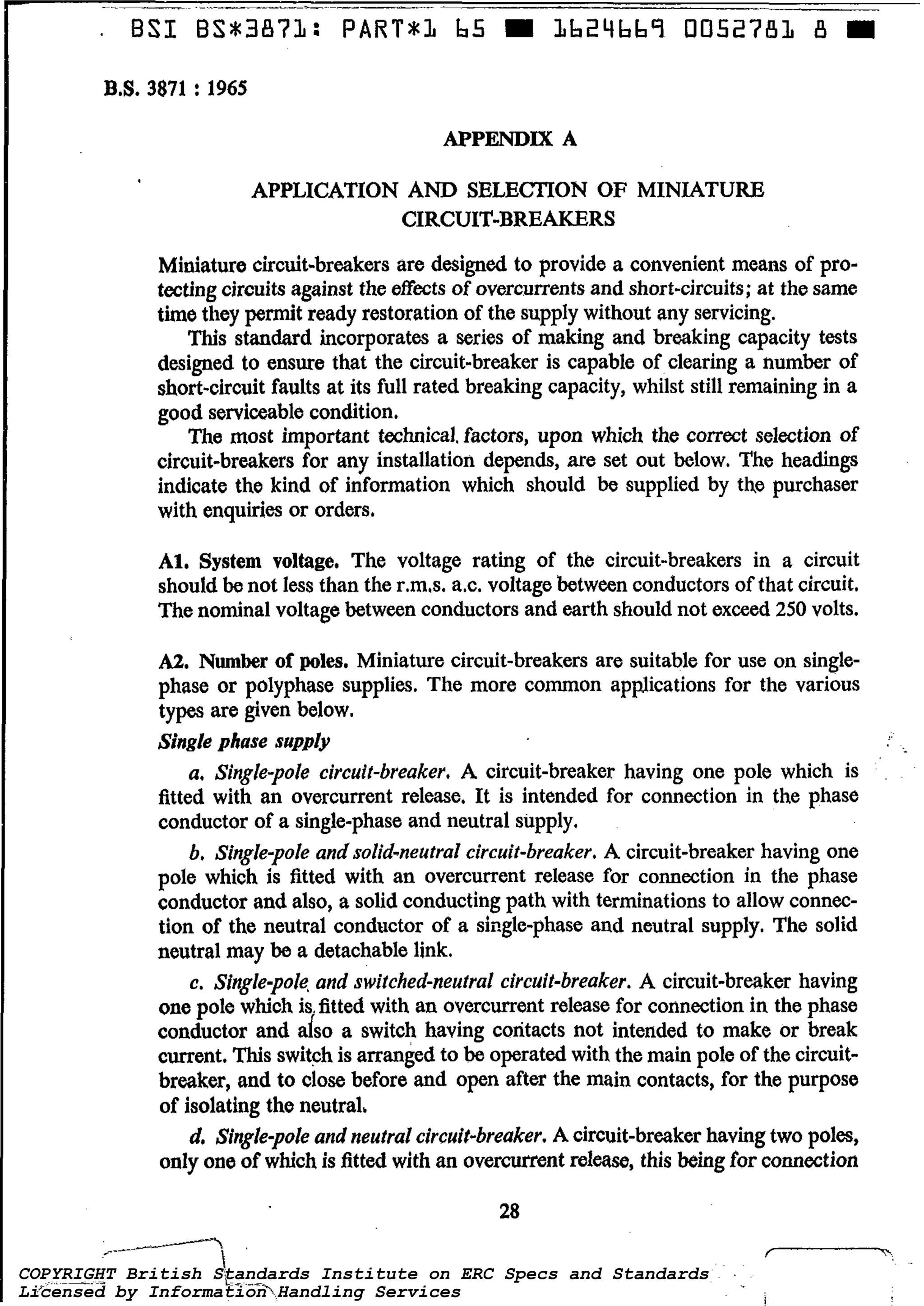 Bs 3871 mcb and mccb in ac circuits | PDF