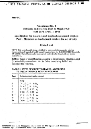 Bs 3871 mcb and mccb in ac circuits | PDF