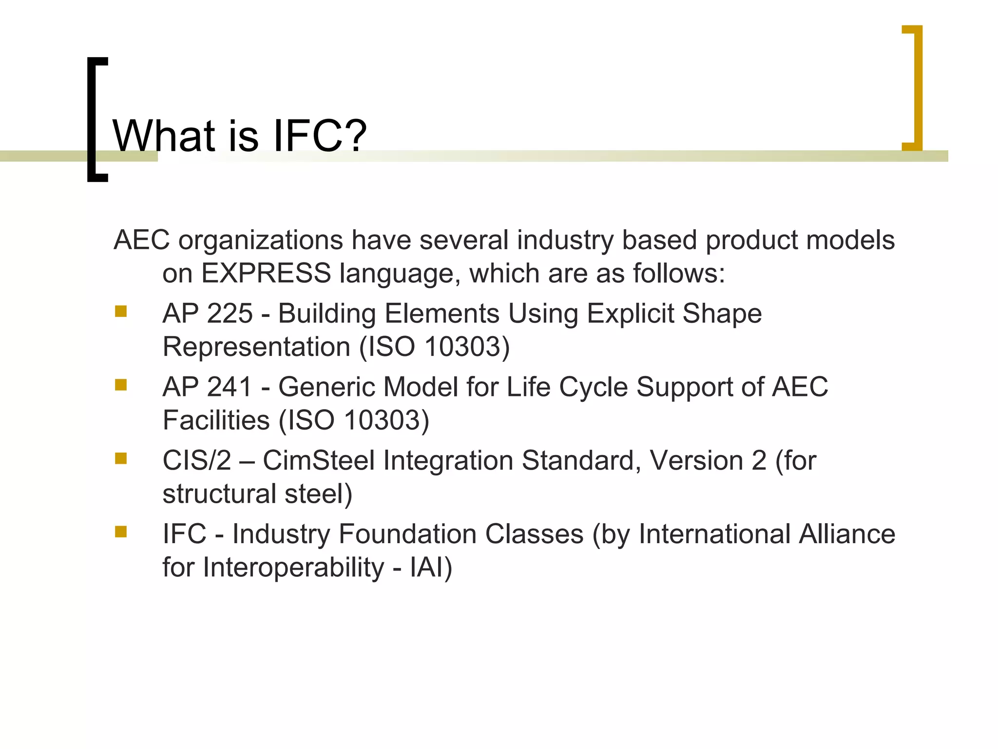 Building Information Modeling (BIM) & Industry Foundation Classes (IFC ...