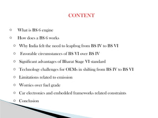 Development and Performance Analysis of BS6-Compliant Internal ...