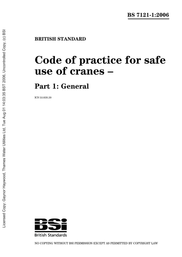 BS 7121-1 Cranes General 06.pdf | Medical Health