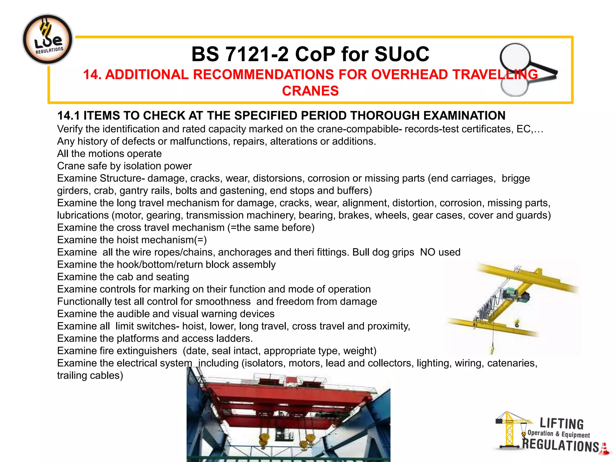 Bs 7121 2º INSPECTION, TESTING AND EXAMINATION-CRANES | PPTX