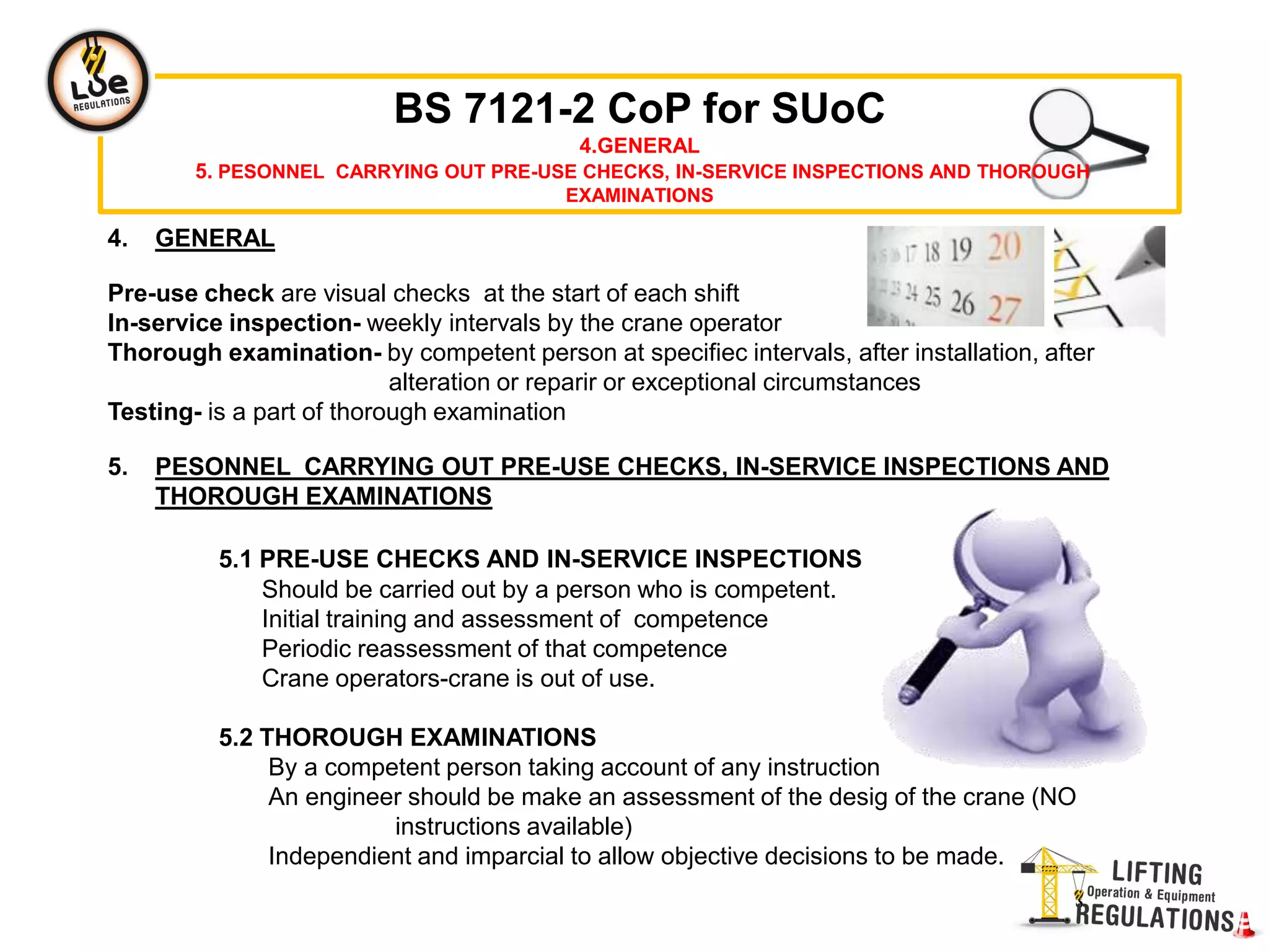 Bs 7121 2º INSPECTION, TESTING AND EXAMINATION-CRANES | PPTX