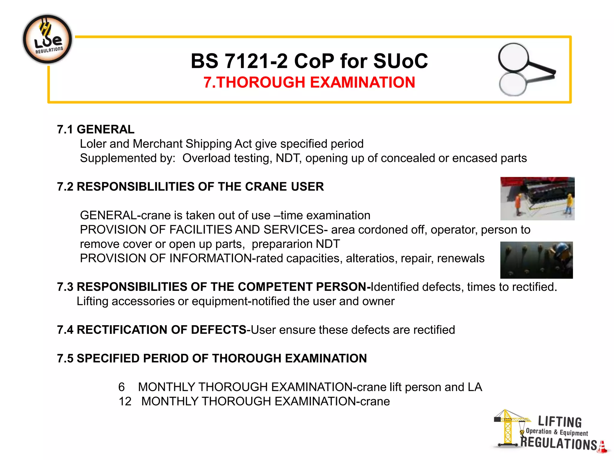 Bs 7121 2º INSPECTION, TESTING AND EXAMINATION-CRANES | PPTX