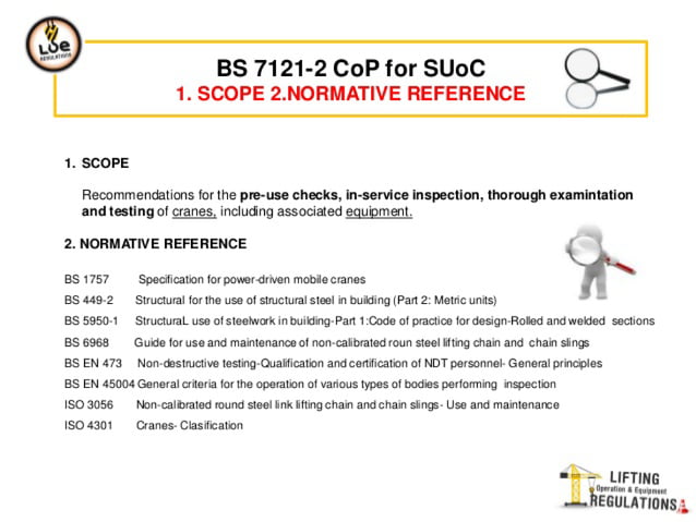 Bs 7121 2 inspection, testing and examination cranes | PDF