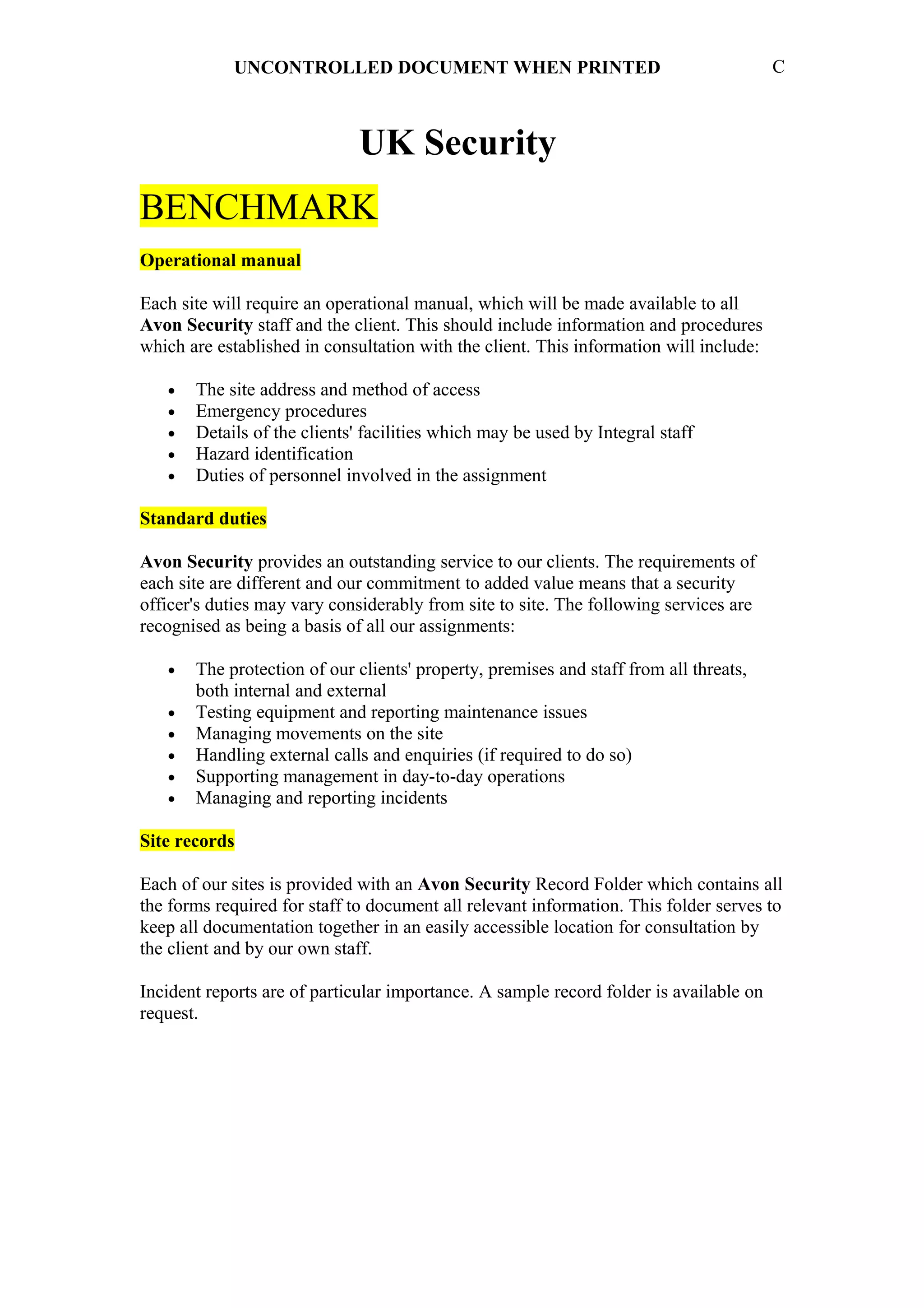 Bs 7499 benchmark | PDF