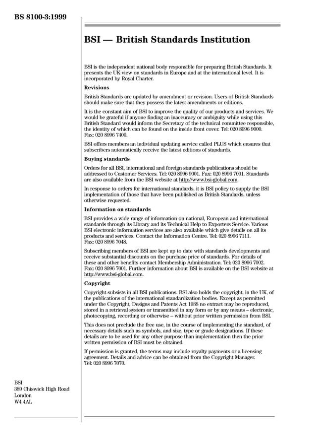 Bs 8100 3-1999 | PDF