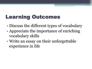 Vocabulary Enhancement for college students | PPT