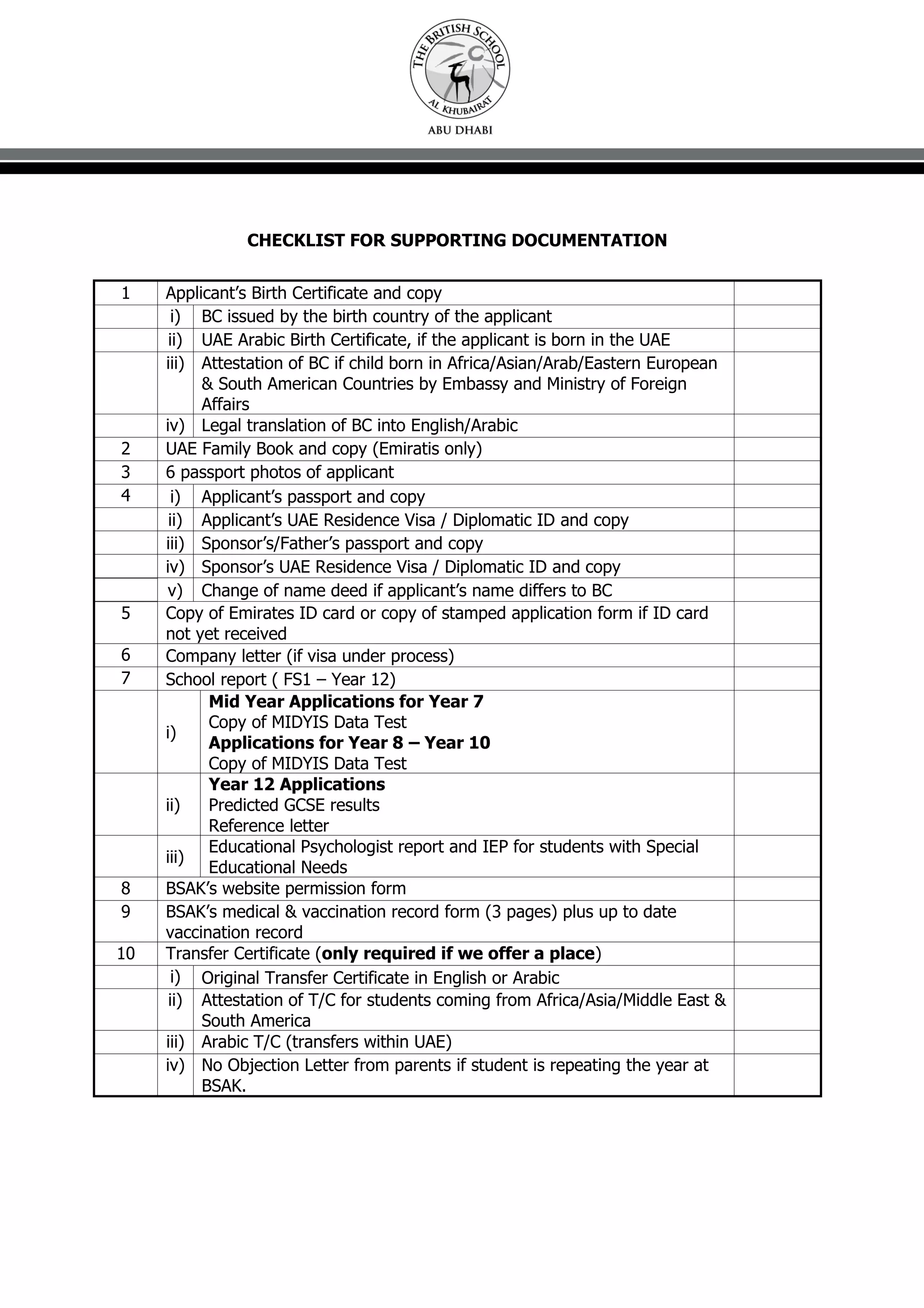 Bsak primary schoolapplicationform221112 | PDF