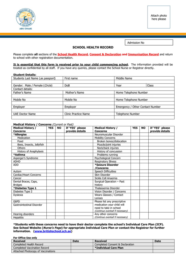 Bsak primary schoolapplicationform221112 | PDF