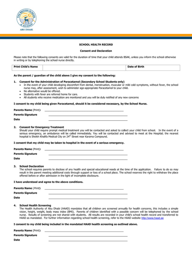 Bsak primary schoolapplicationform221112 | PDF