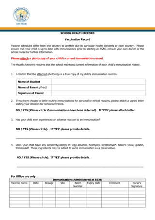 Bsak primary schoolapplicationform221112 | PDF