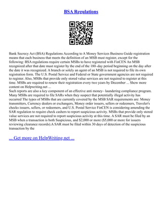 BSA Regulations | PDF