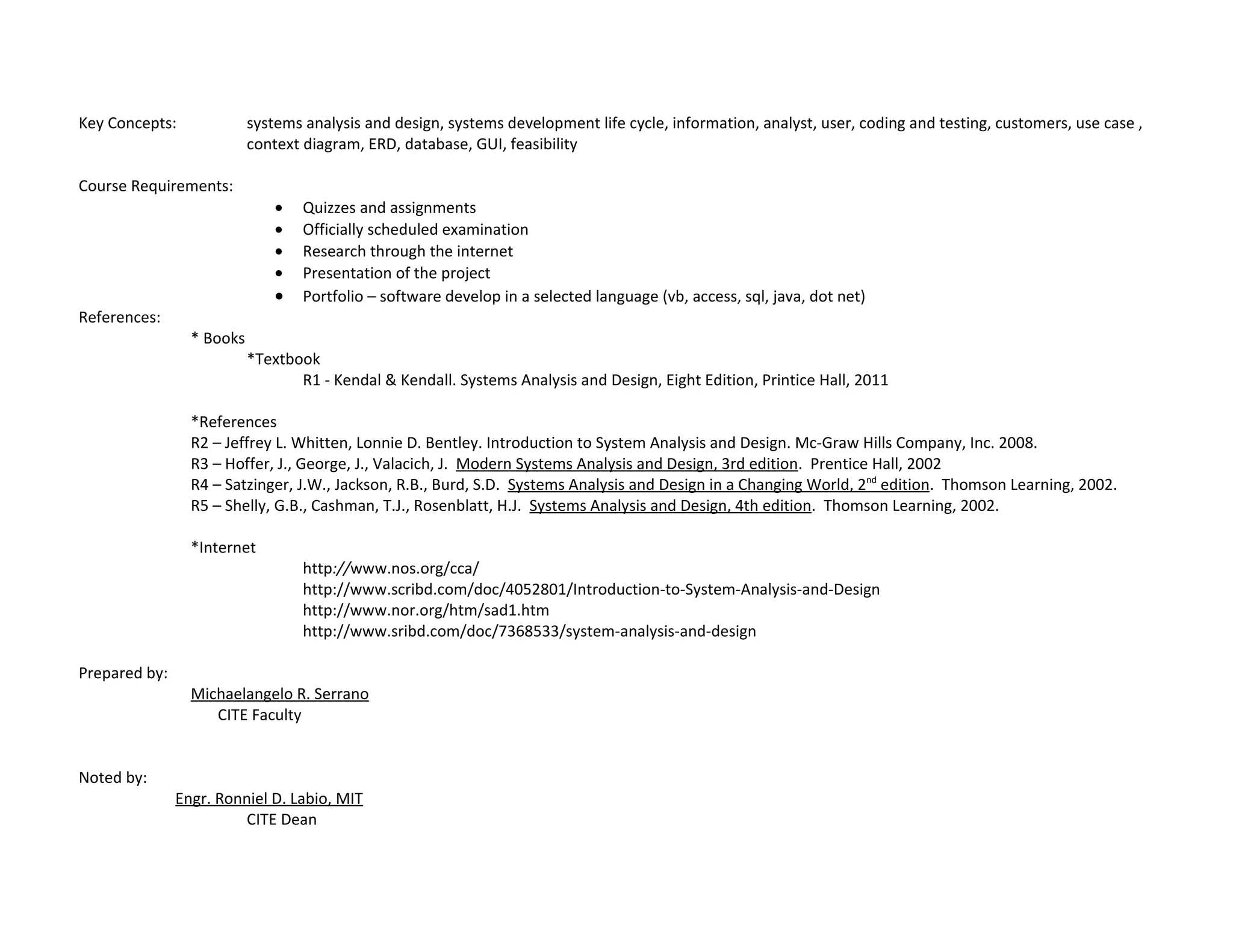 Systems Analysis and Design for BSA | DOC