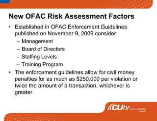 BSA Summary And Ofac Risk Assessment Considerations Of Nov 2009 Pub Aug 2010 | PPT
