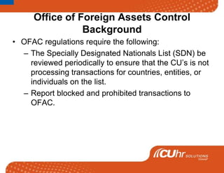 BSA Summary And Ofac Risk Assessment Considerations Of Nov 2009 Pub Aug ...