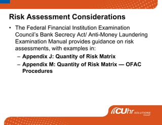 BSA Summary And Ofac Risk Assessment Considerations Of Nov 2009 Pub Aug ...