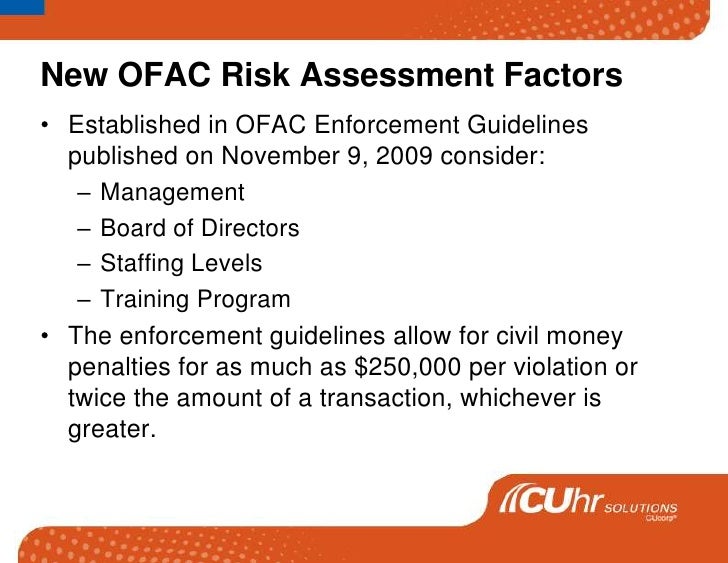 BSA Summary And Ofac Risk Assessment Considerations Of Nov 2009 Pub A…