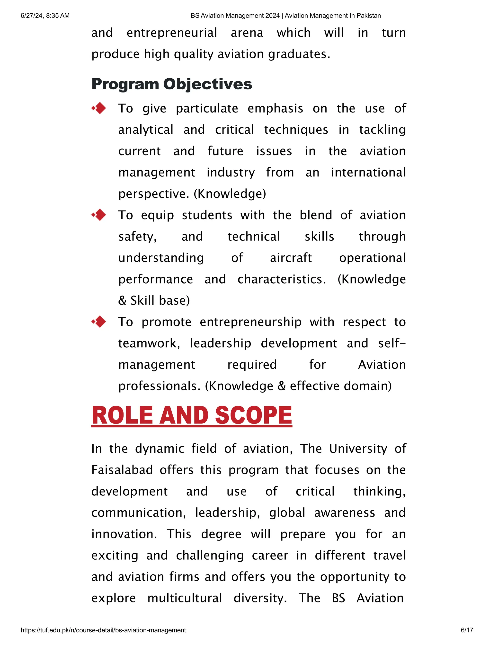 BS Aviation Management 2024 _ Aviation Management In Pakistan.pdf ...