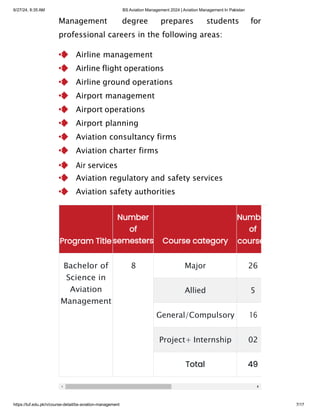BS Aviation Management 2024 _ Aviation Management In Pakistan.pdf ...