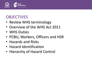 WHS - Session 2 Hazards and Risks | PPTX | Medical Health