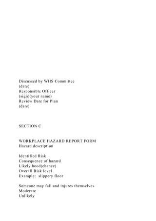 BSBWHS401Implement and monitor WHS policiesPRO.docx | Injuries ...