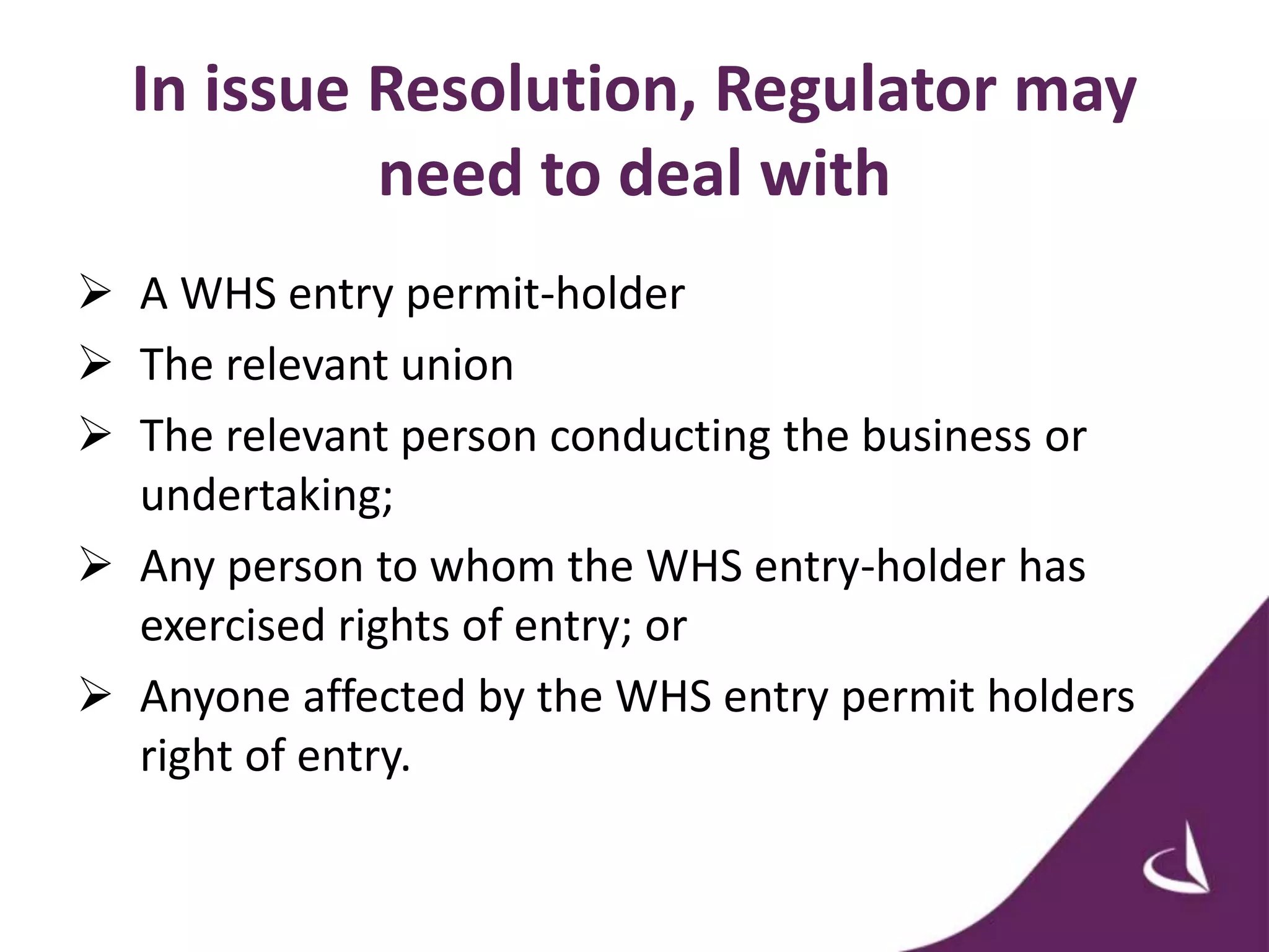 BSBWHS412 - Assist with workplace compliance with WHS laws | PPTX