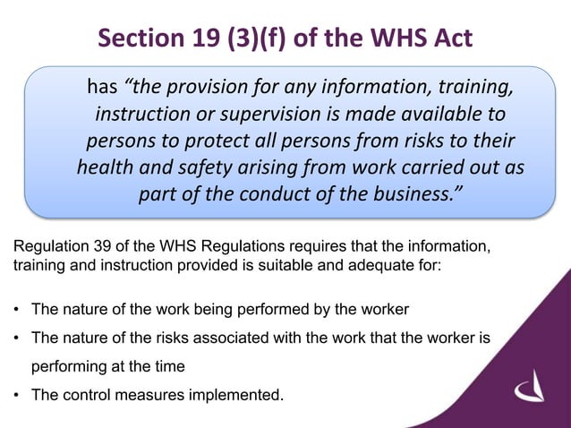 BSBWHS412 - Assist with workplace compliance with WHS laws | PPTX