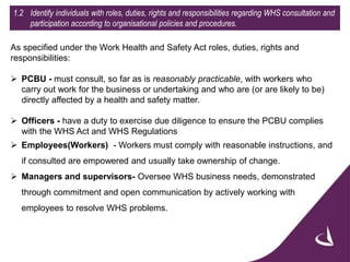 BSBWHS413 Cont I & M WHS consult | PPTX | Human Resources | Business