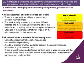 BSBWHS414 Contribute to WHS Risk Management | PPTX