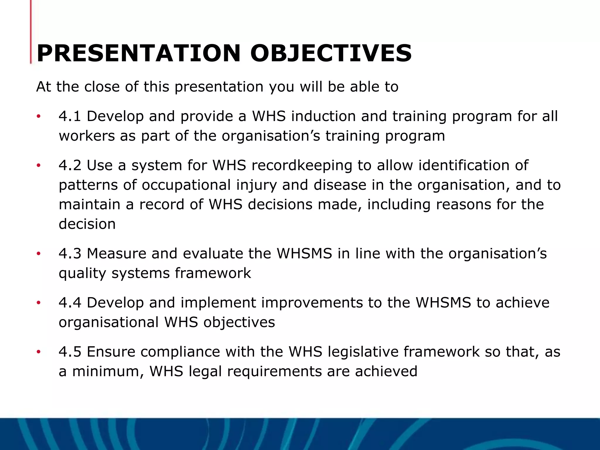 BSBWHS501 Element 4 | PPTX