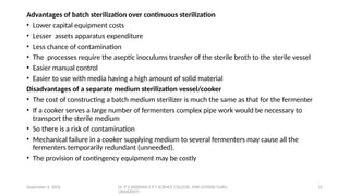 Sterilization of media (batch and continuous) | PPTX