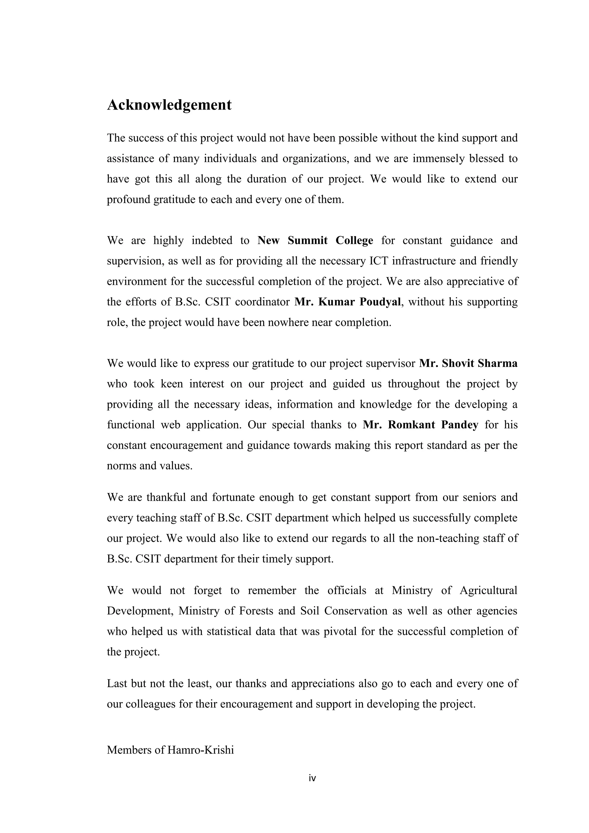 BSc CSIT Final Year Project Report on Hamro Krishi - Nepal | PDF