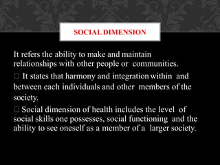 Concept and Dimensions of Health | PPTX