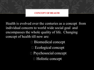 Concept and Dimensions of Health | PPTX