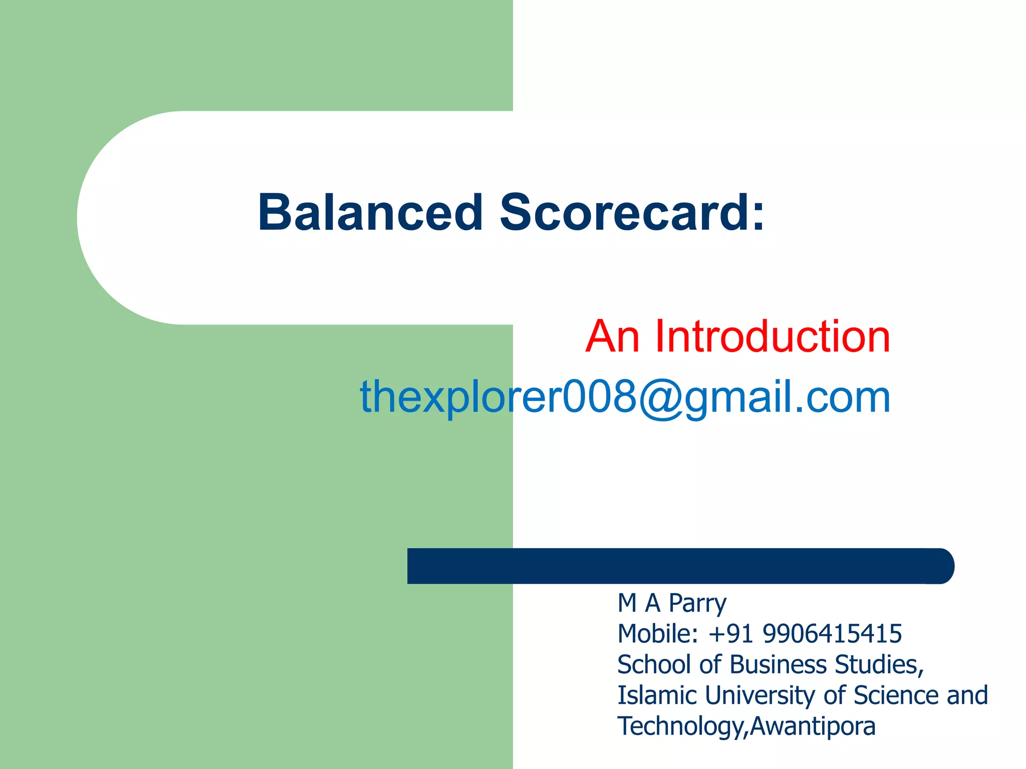 Balanced Scorecard: An Introduction | PPTX
