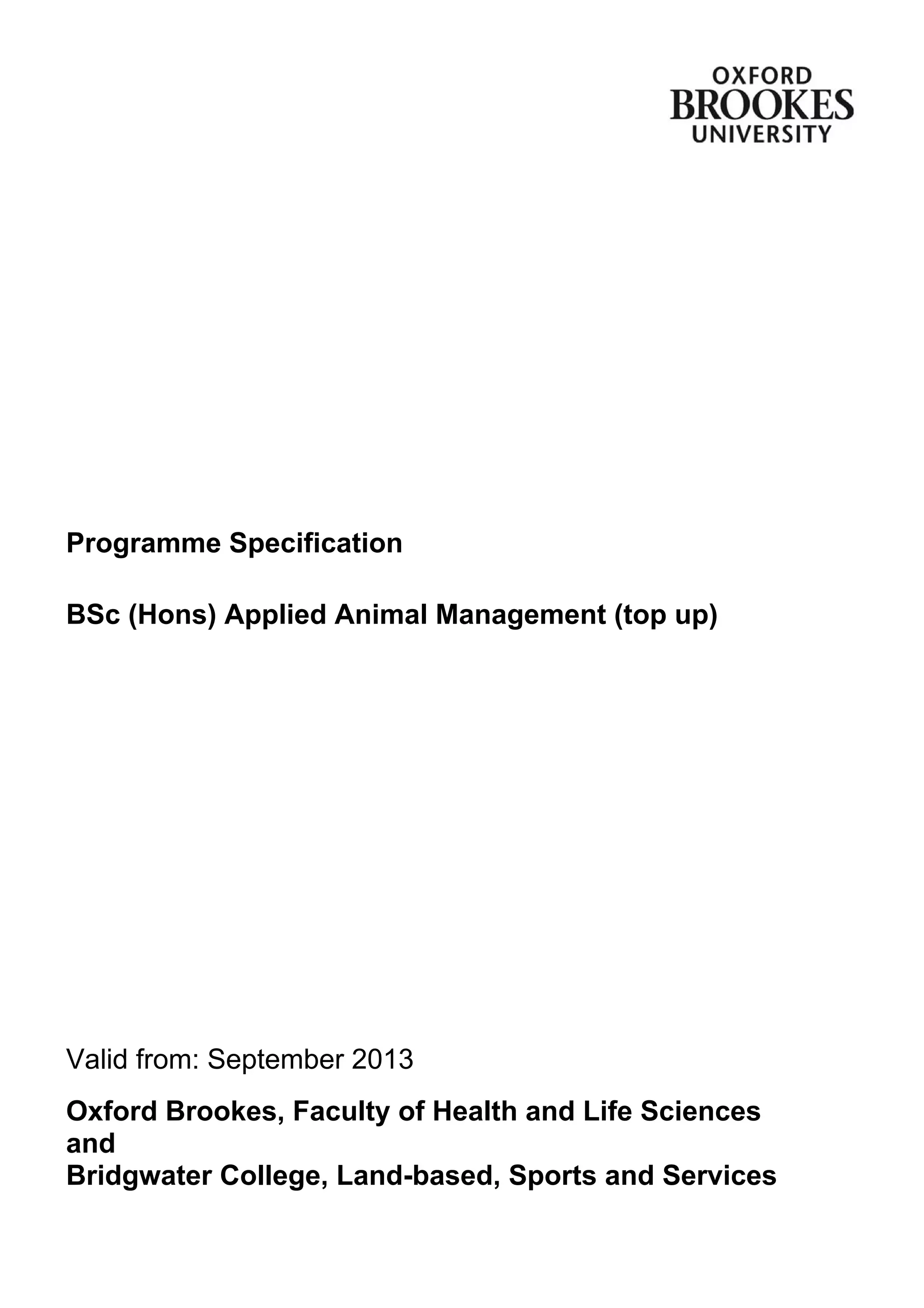 BSc Applied Animal Management | PDF