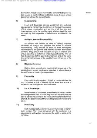 Food &0 beverage Service for Hospitality. | PDF