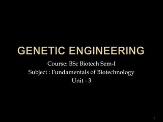 B sc biotech i fob unit 3 genetic engineering | PPTX
