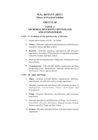 B sc Botany Syllabus KU | DOCX
