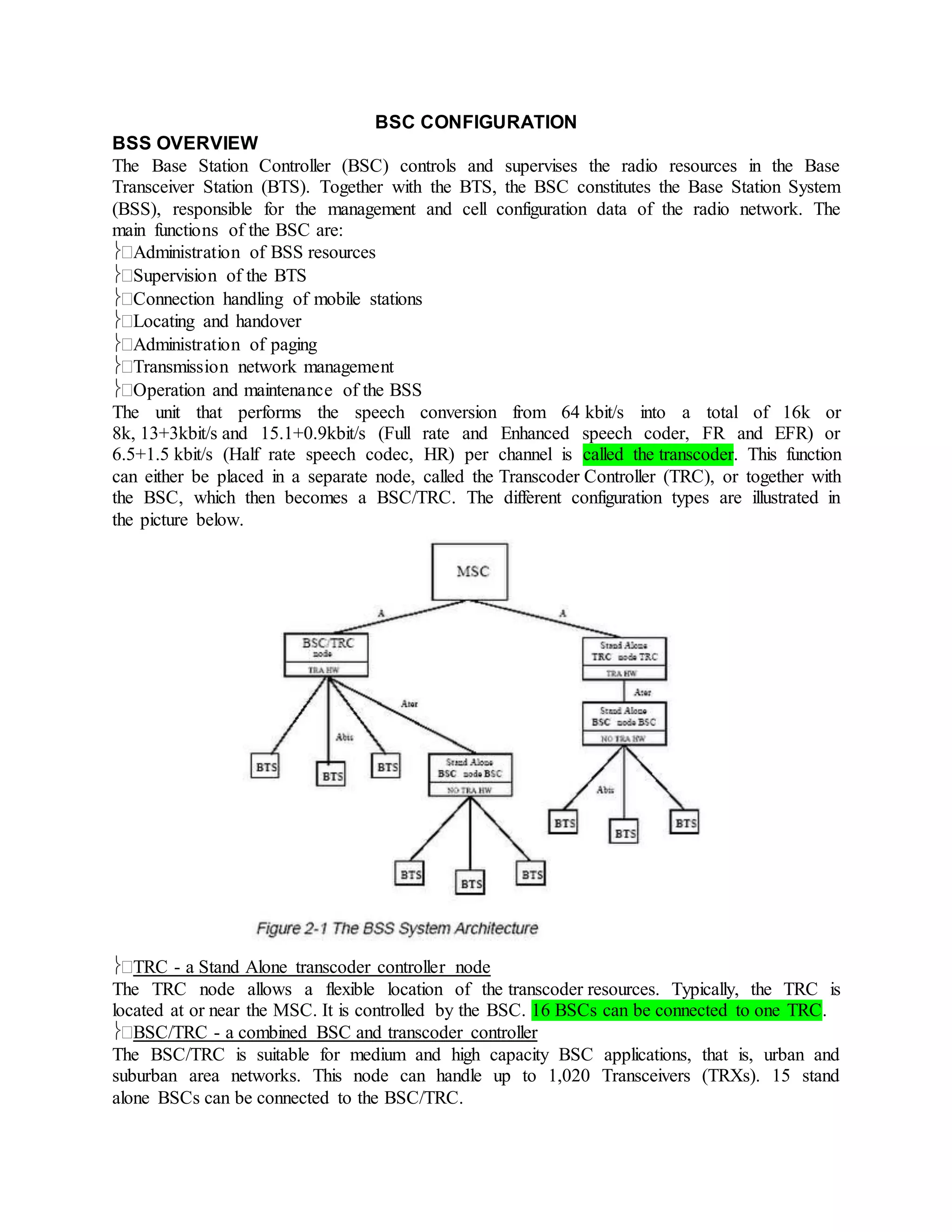 Bsc configuration | DOCX